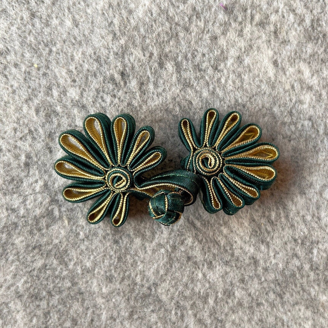 Flower Button (emerald Green, Set of 2) Cheongsam Pankou Button Qipao ...