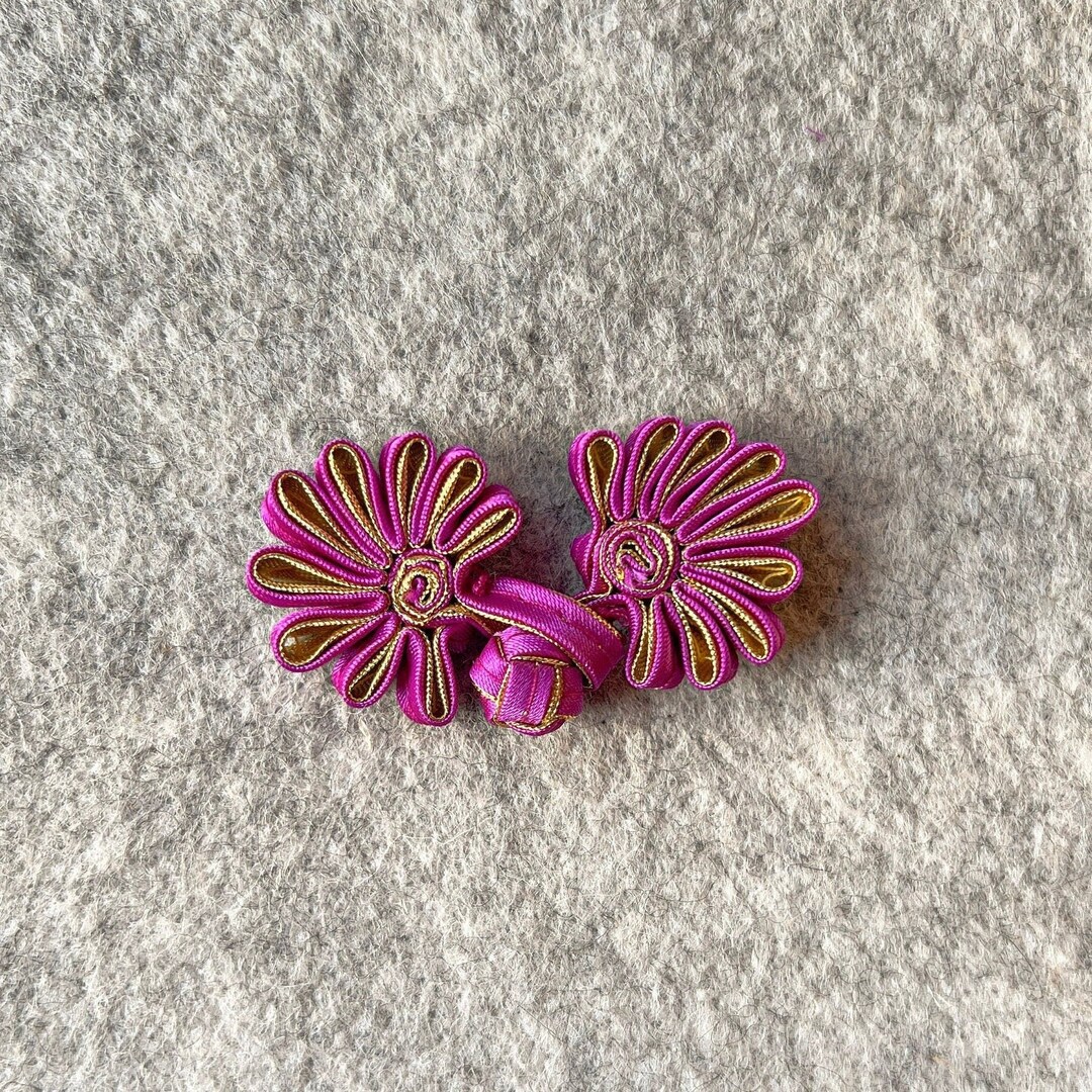 Flower Cheongsam Button (plum and Gold, Set of 2) Pankou Button Qipao ...