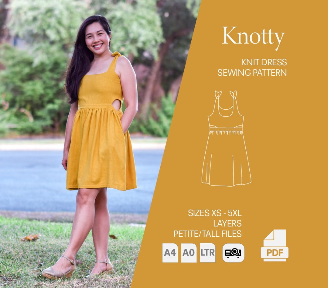 Knotty Summer Dress Pattern, Plus Size Sewing Pattern, Petite Pattern ...