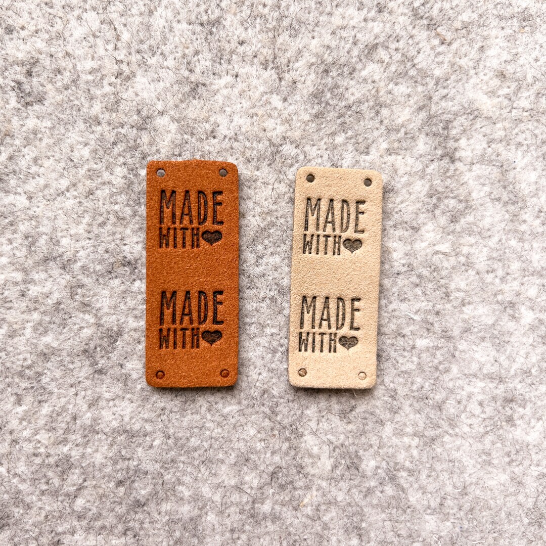 Made With Love Tags, Sew in Label, Knitting Tags, Leather Tag ...