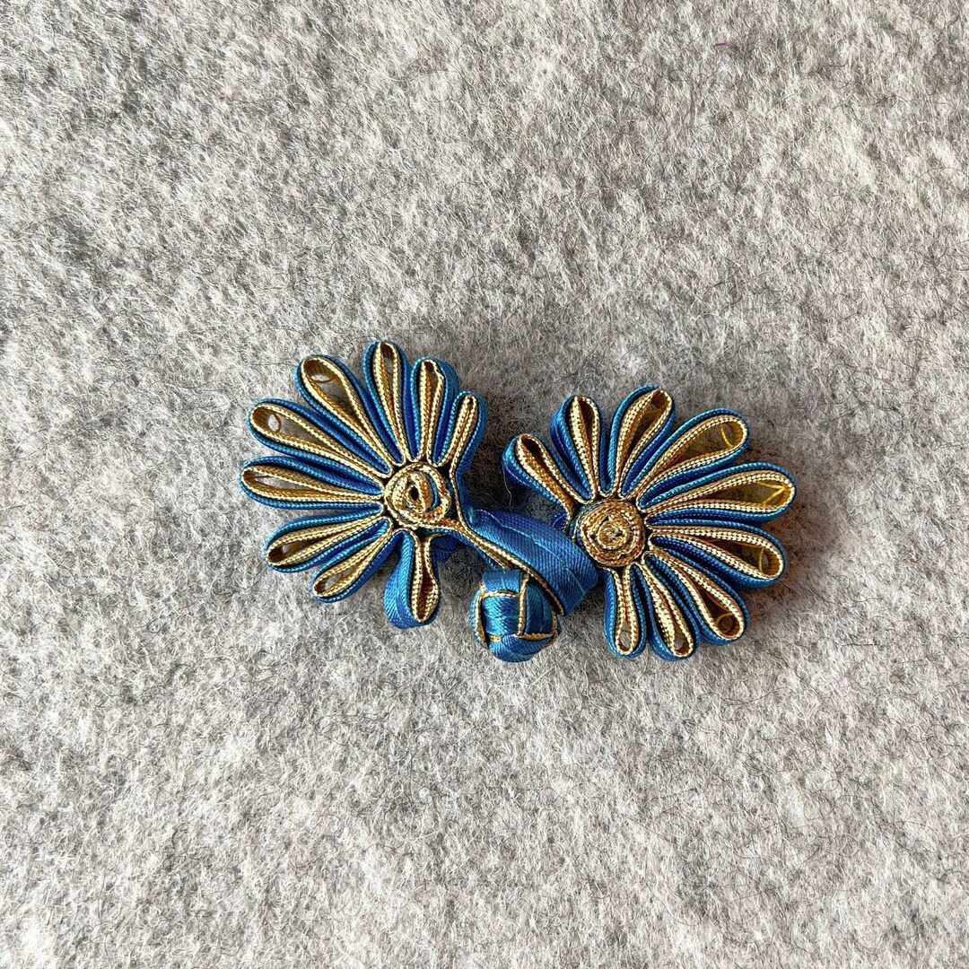 Flower Cheongsam Button (royal Blue, Set of 2) Pankou Button, Qipao ...