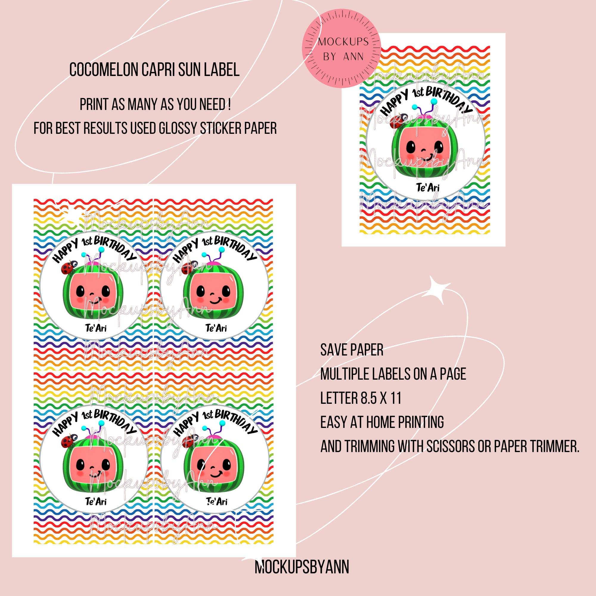 Cocomelon Capri Sun Juice Labels Cocomelon Juices Custom Snaks ...