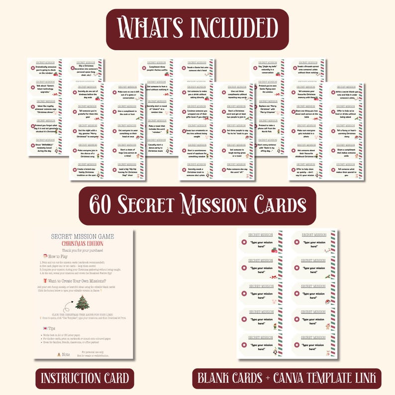 Christmas Secret Mission Game – Printable Holiday Party Activity ...