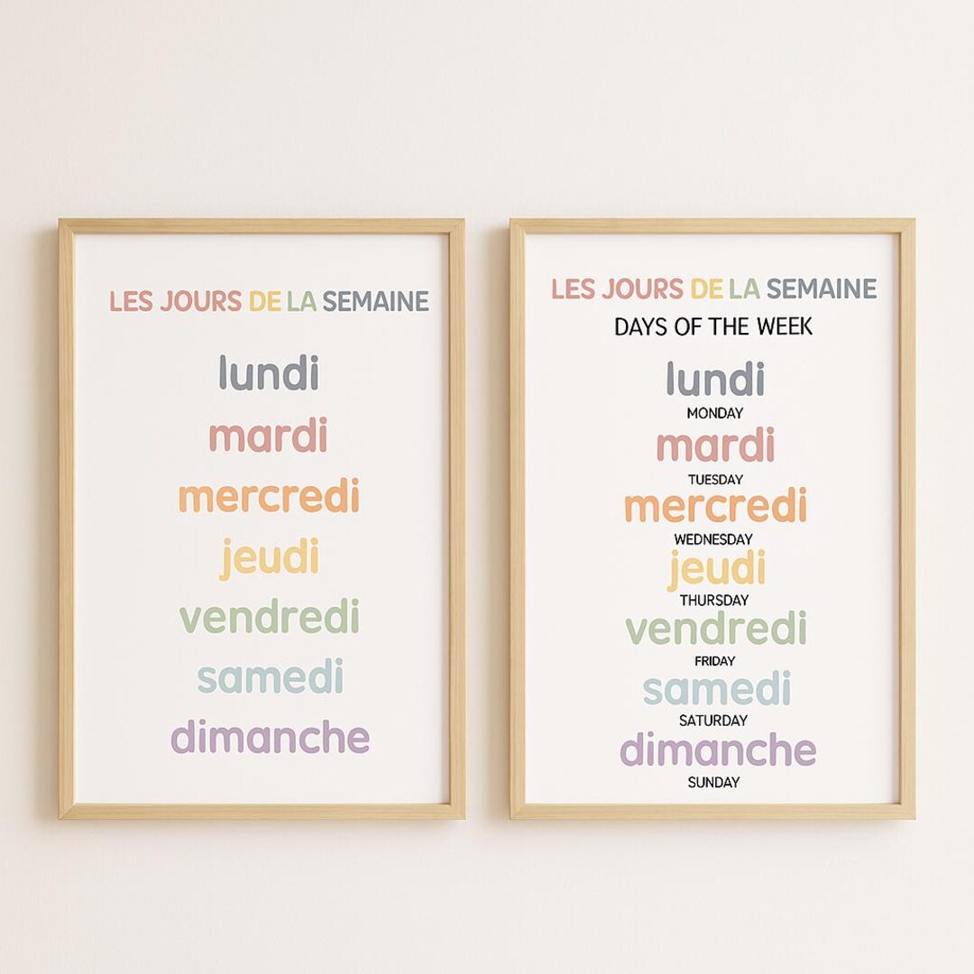 Bilingual Days of the Week Poster: English French Classroom Decor ...