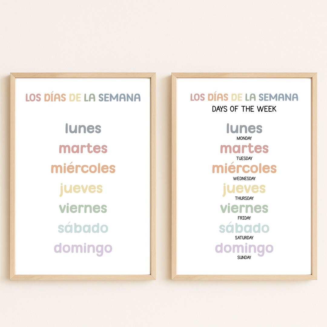 Bilingual Days of the Week Poster: English Spanish Classroom Decor ...