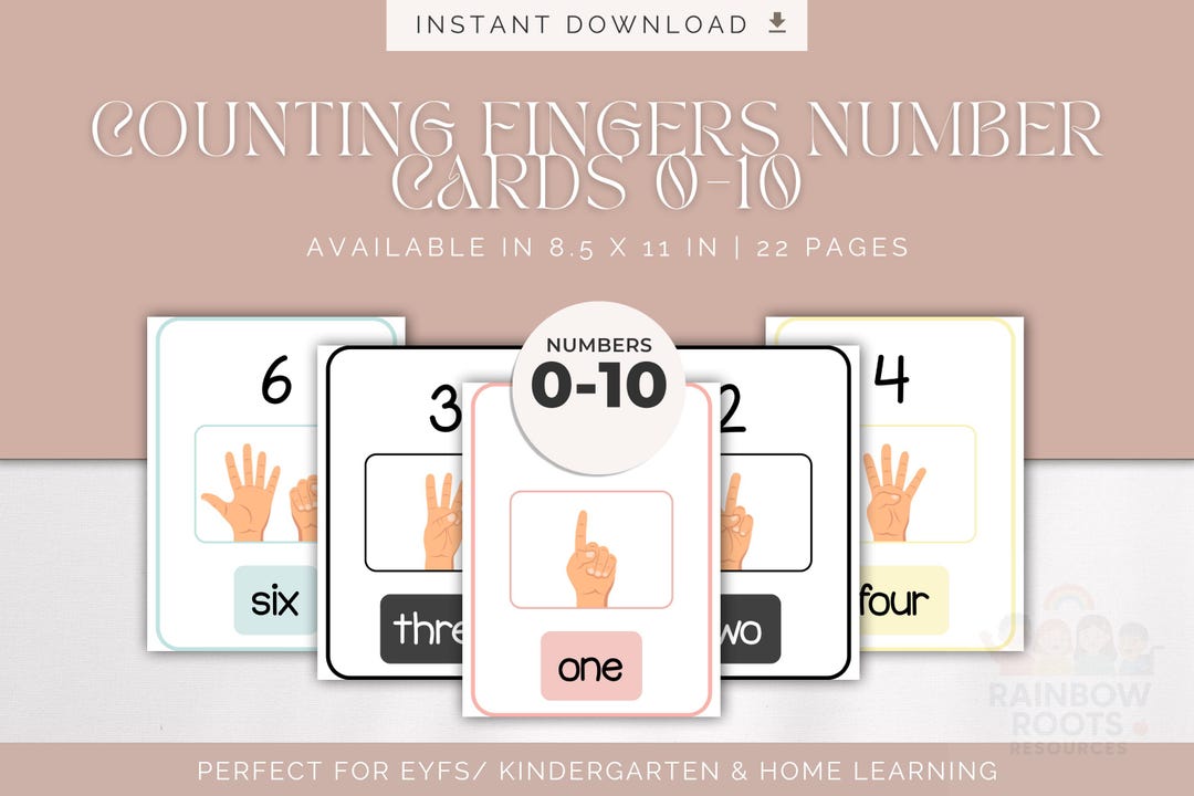 Finger Counting Flash Cards: Pastel Number Visuals for Preschool (PDF ...