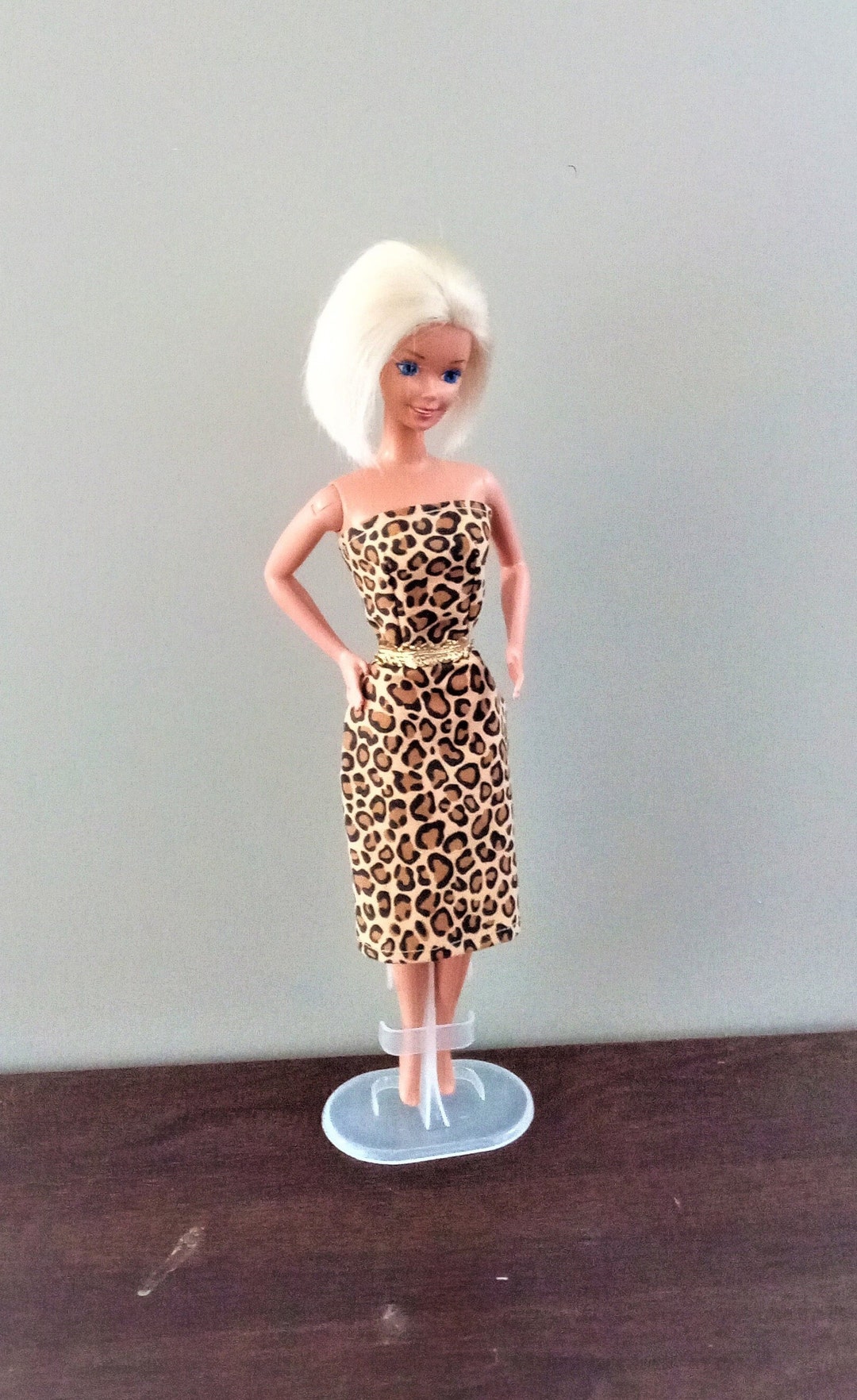 Handmade Leopard Print Dress With Straight Skirt/strapless Bodice for ...