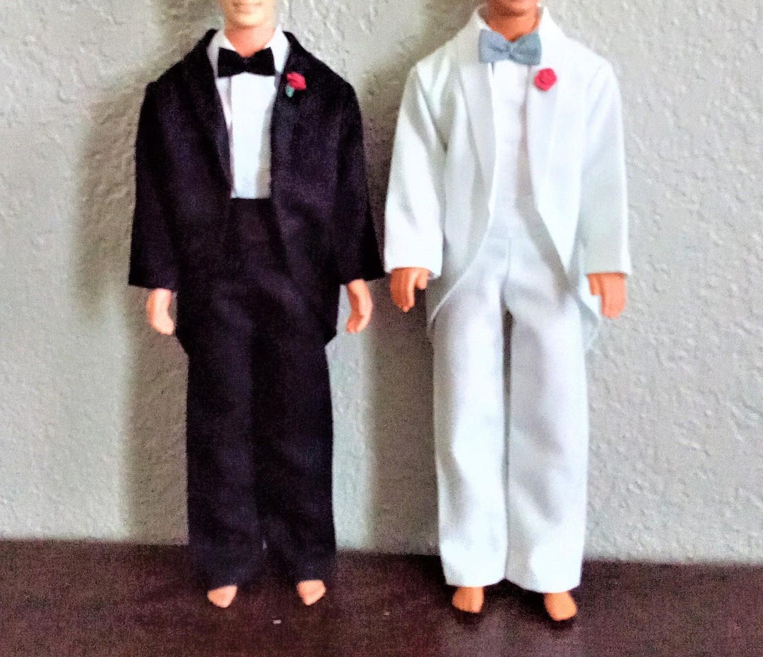 Handmade Doll Clothes - Tux Outfit in Black or White for 12" Male Doll ...