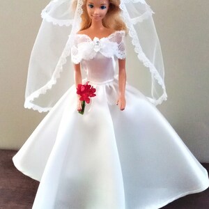 Handmade Doll Clothes - Wedding Dress Set W/gem Shawl Collar, Tulle ...