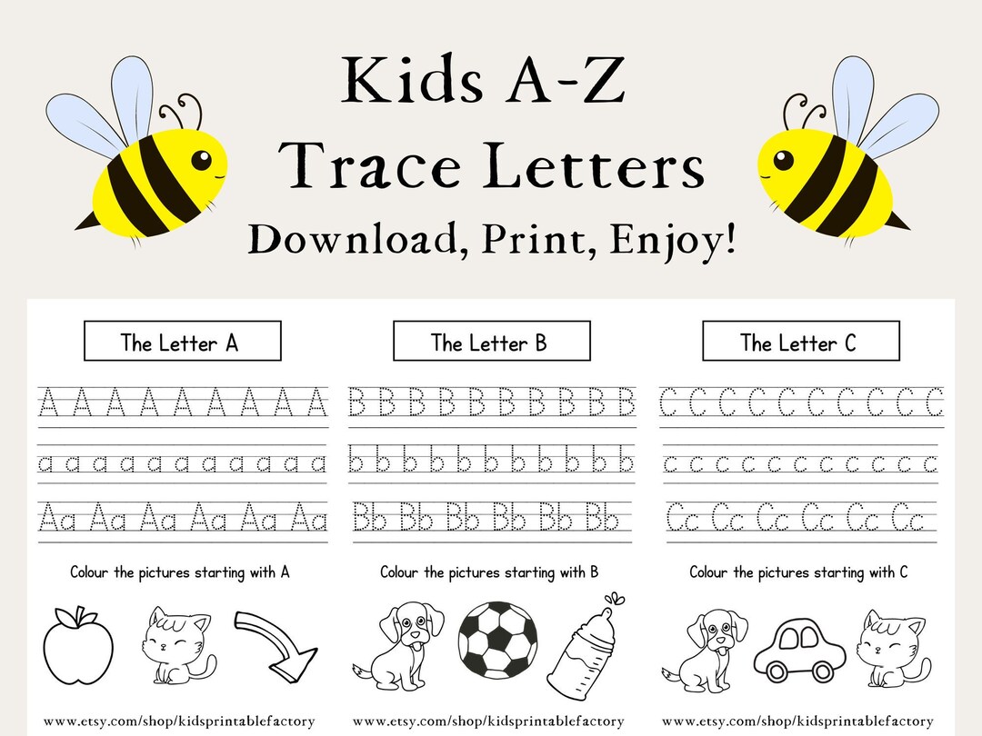 26 Page A-Z Kids Traceable Letters, Alphabet, Printable Worksheet, Home ...