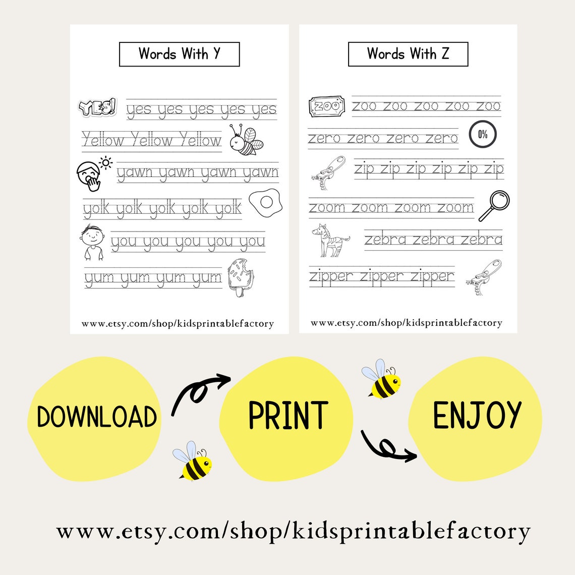 26 Page A-Z Kids Traceable Words Alphabet Printable - Etsy