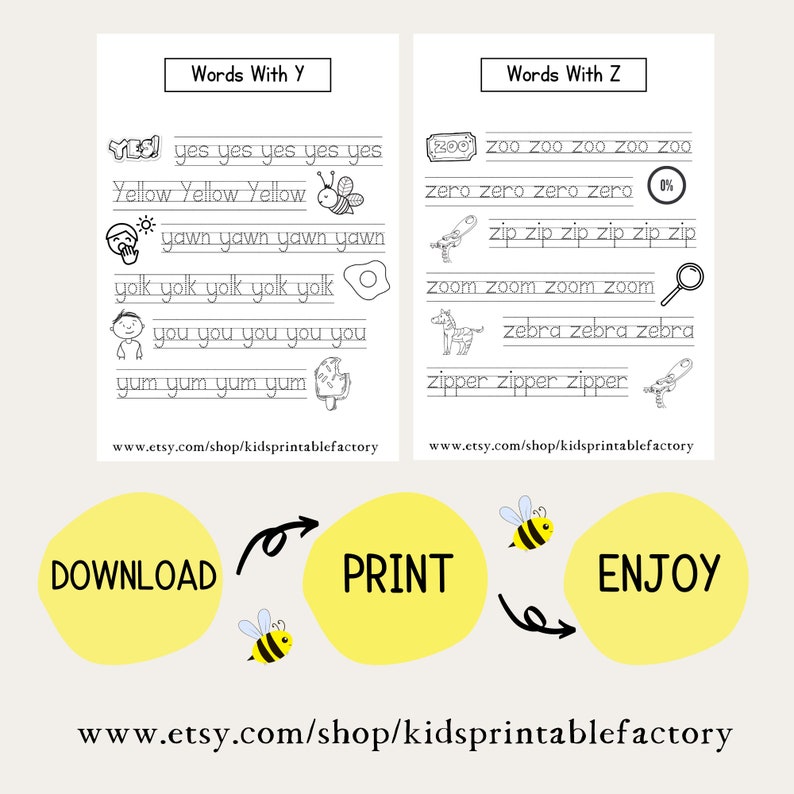 26 Page A-Z Kids Traceable Words, Alphabet, Printable Worksheet, Home ...