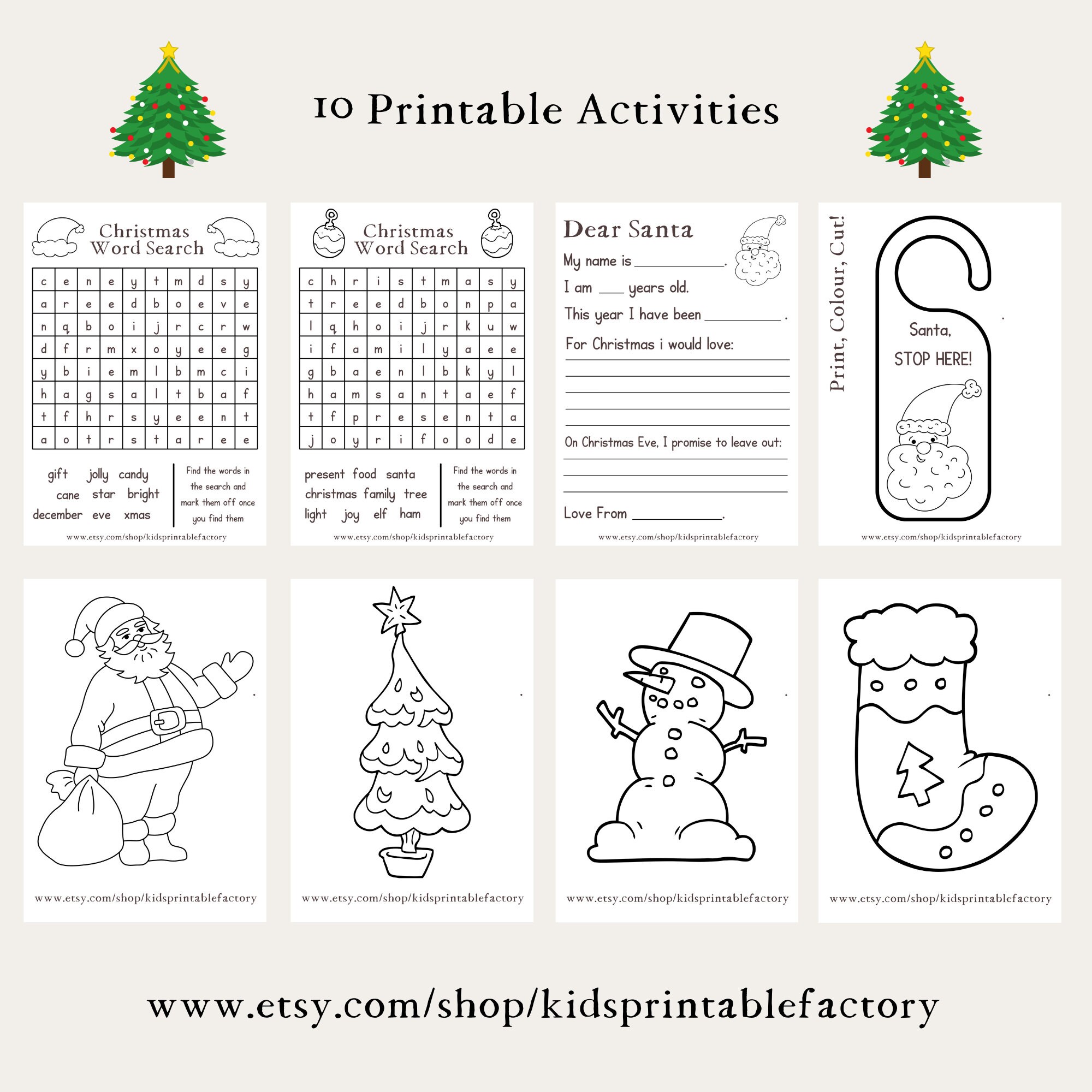 Kids Christmas Activity Pack, Word Search, Colouring, Dear Santa ...