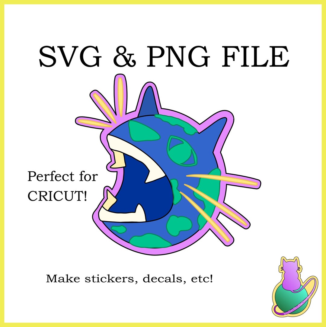 Cosmicat SVG File Cat Planet Sticker Cut File for Cricut and Silhouette ...