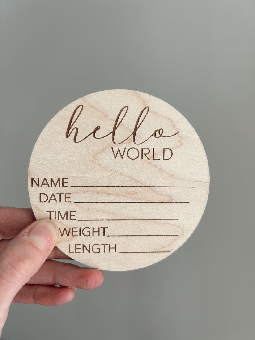 Hello World Baby Stat Sign, Wooden Baby Round, Baby Announcement Disk ...
