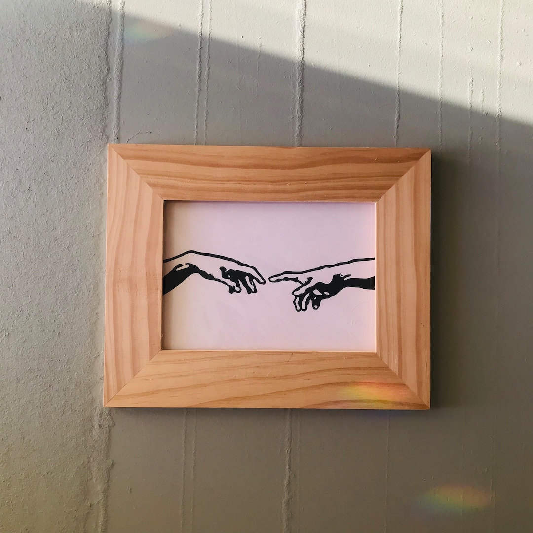 Linocut “the Creation, Michelangelo’s Hands” Art Print - Wall Art ...