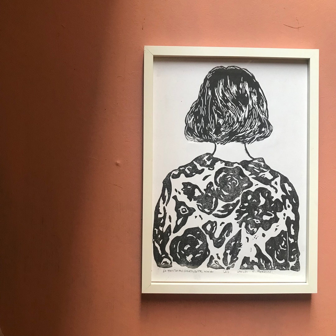 Linocut WOMAN With Blouse Art Print Wall Art Linocut Print A4 Art Paper ...