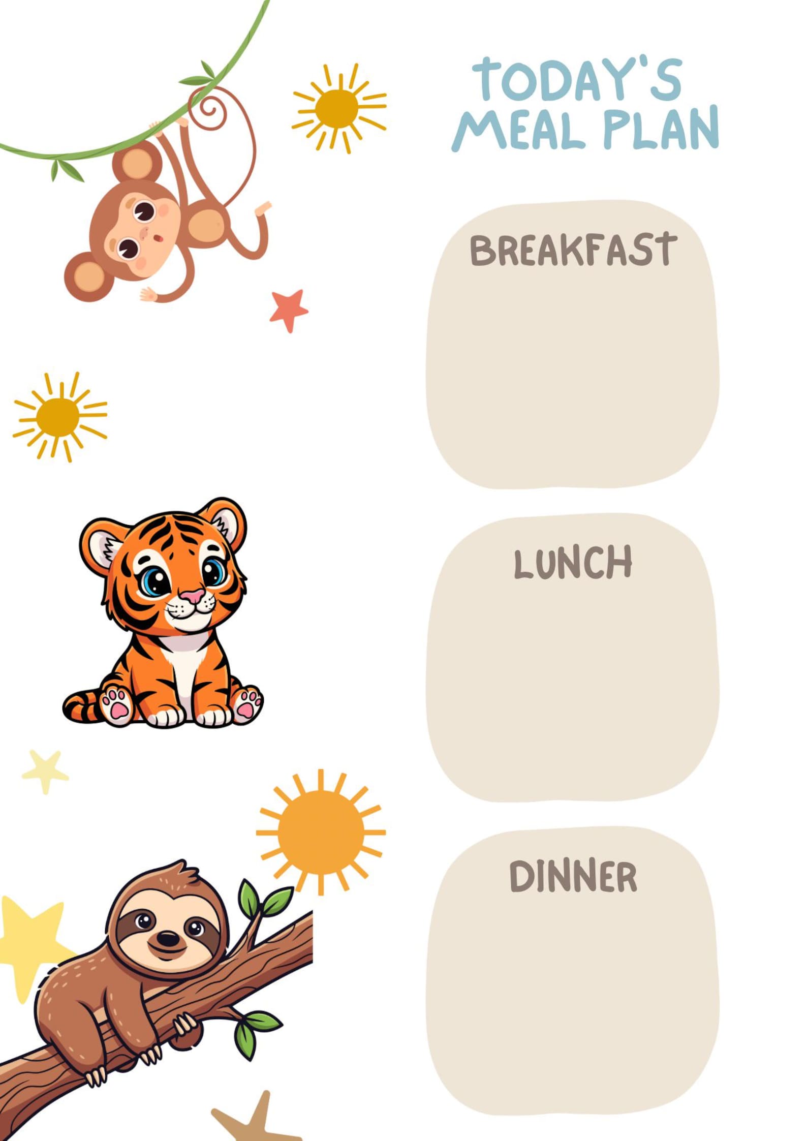 Daily Meal Plan for Kids - Etsy