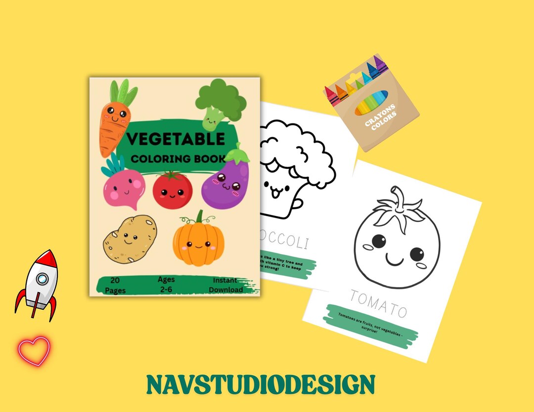 Vegetable Coloring Book for Kids L Printable Preschool Activity With ...