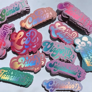 Holographic Matte Zodiac Stickers | Etsy