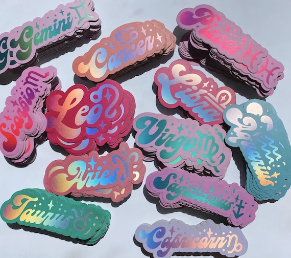 Holographic Matte Zodiac Stickers | Etsy