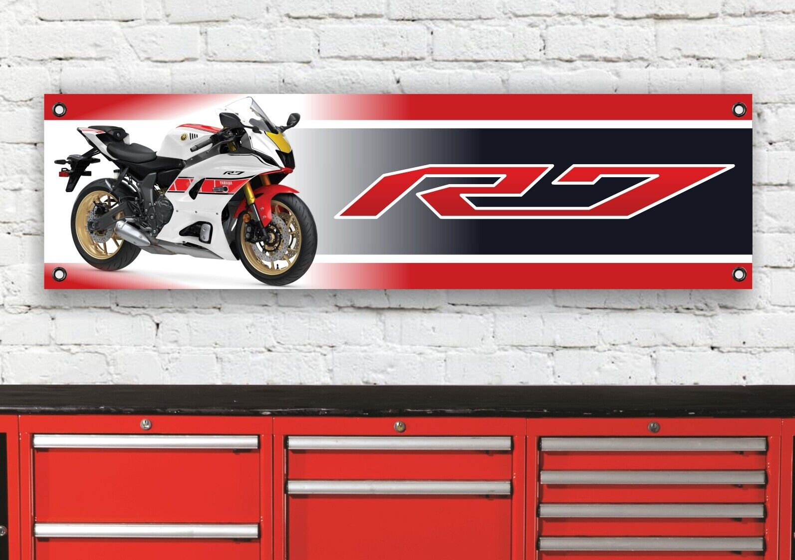 Br435b Yamaha R7 Red and White 2022 Wgp Inspired Workshop Banner Sign ...