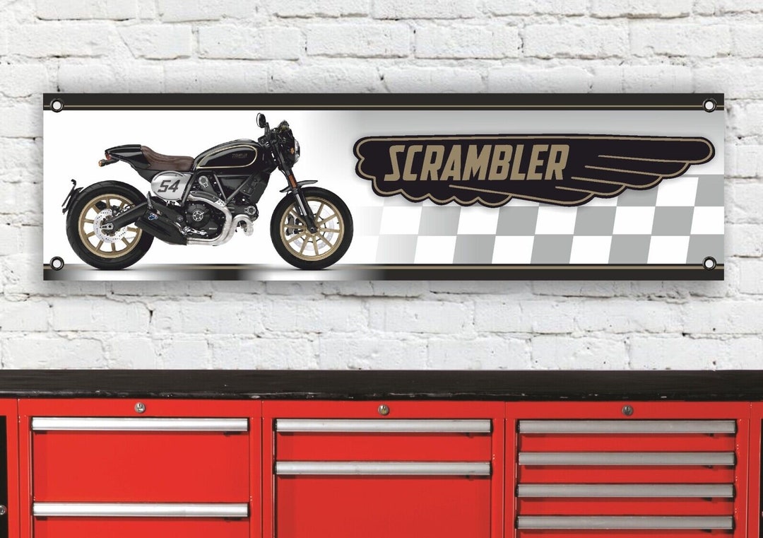 Br445b Ducati Cafe Racer Scrambler 2017 Inspired Workshop Banner Sign ...