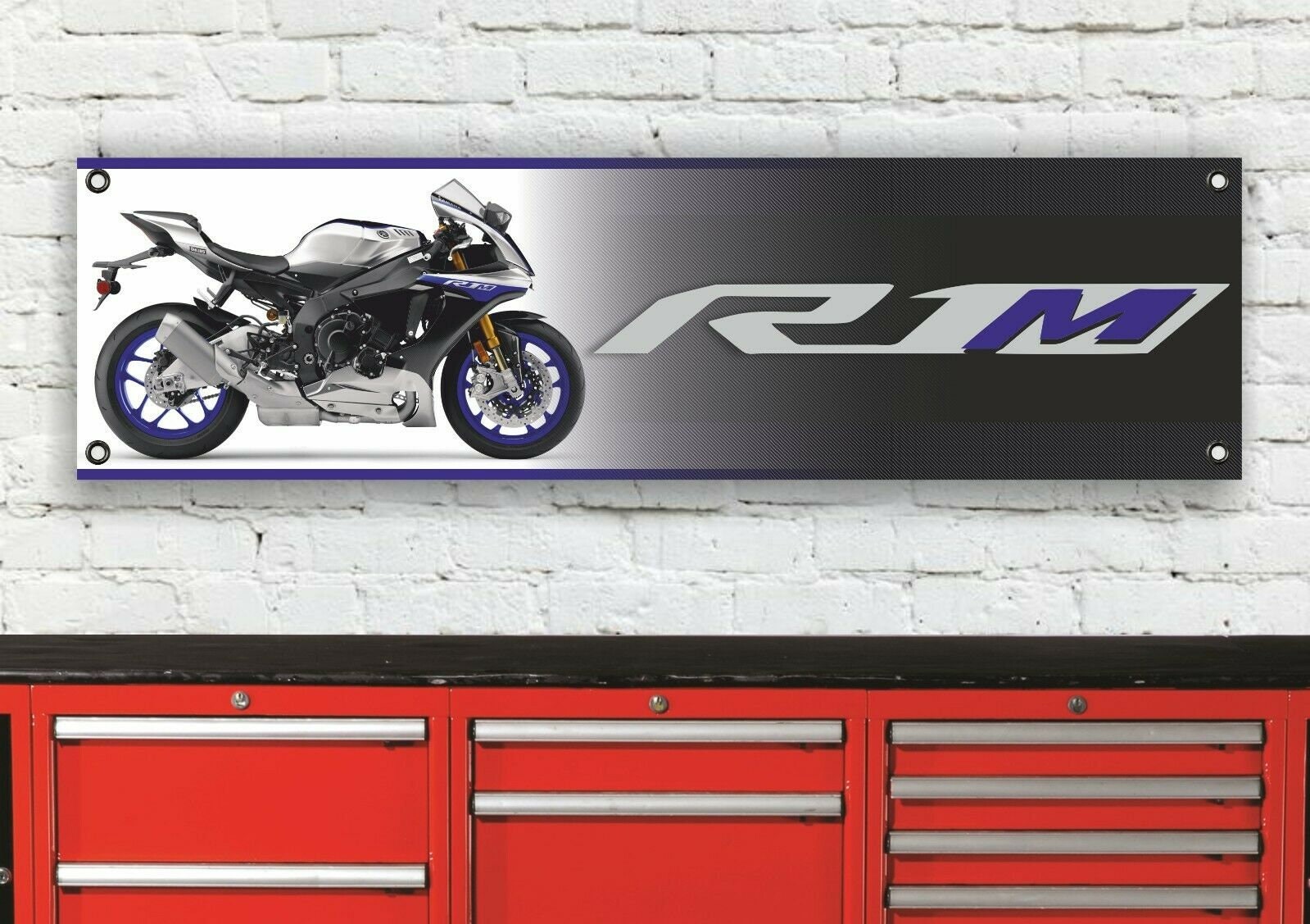 Br331b Yamaha Yzf R1m 2017 Blue Garage Workshop Banner Sign - Etsy