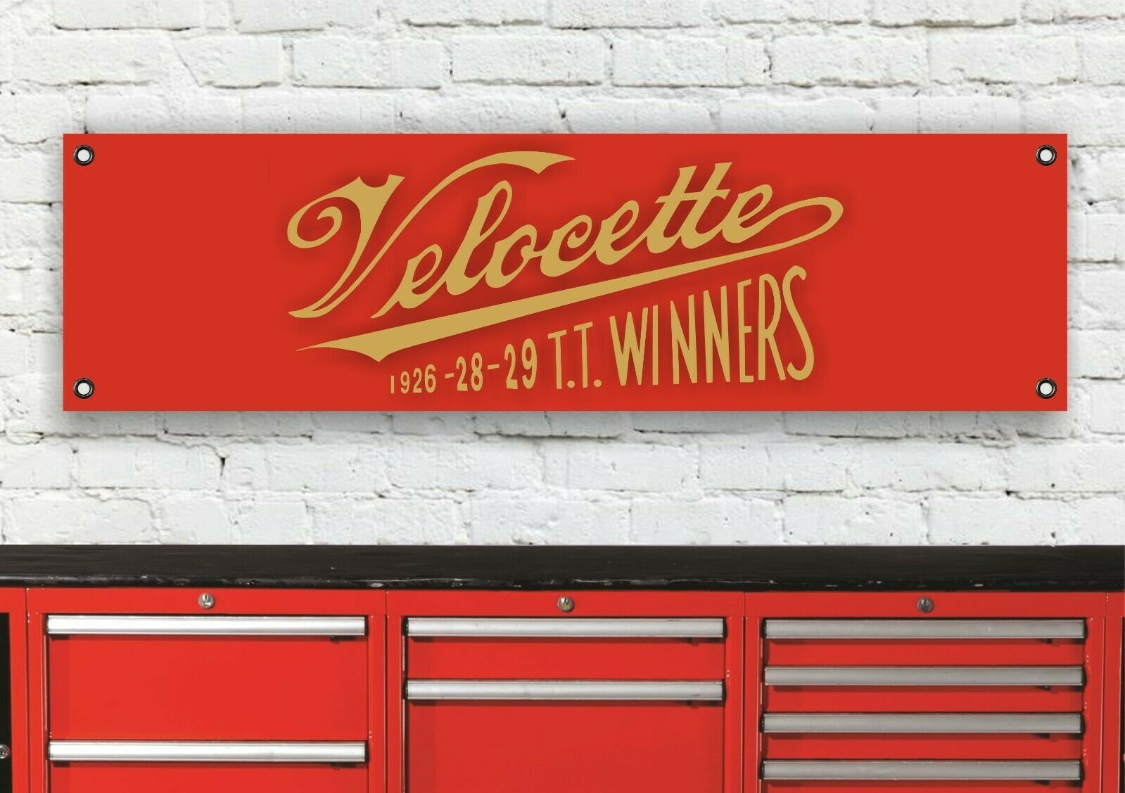 Br337b Velocette Logo Red and Gold Venom Viper Le Workshop Banner Sign ...