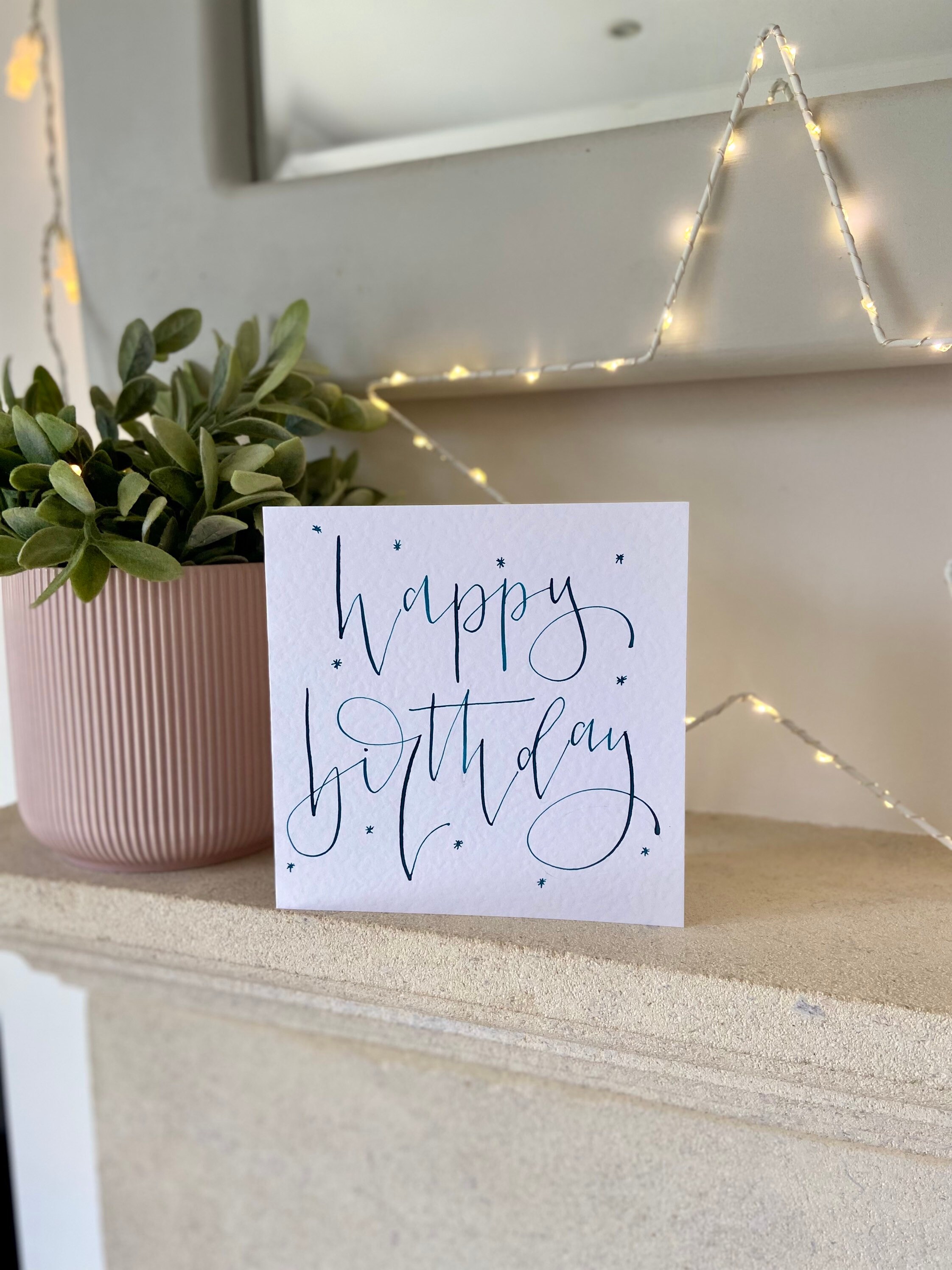 Handmade Calligraphy Birthday Card Happy Birthday - Etsy
