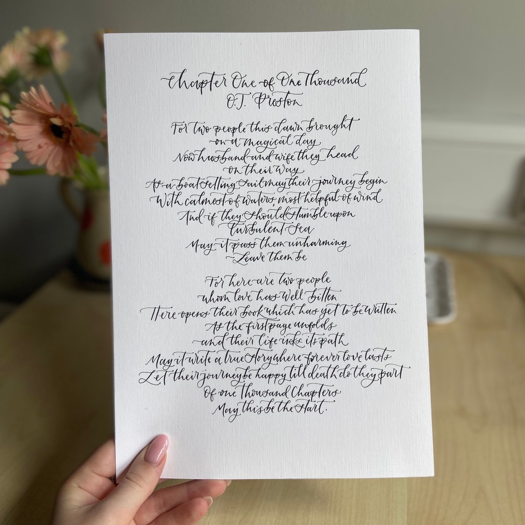 Handmade Custom Calligraphy, Quote Print, Written Song Lyric, Poem ...