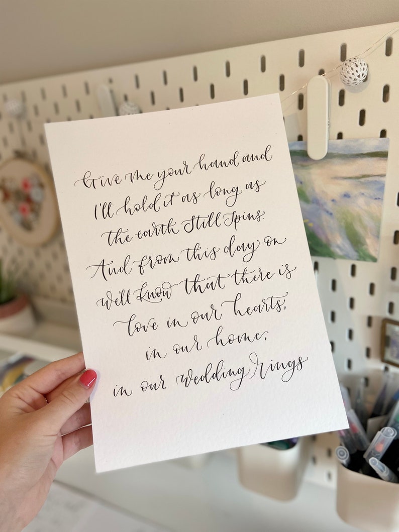 Handmade Custom Calligraphy Quote Print Written Song Lyric - Etsy UK