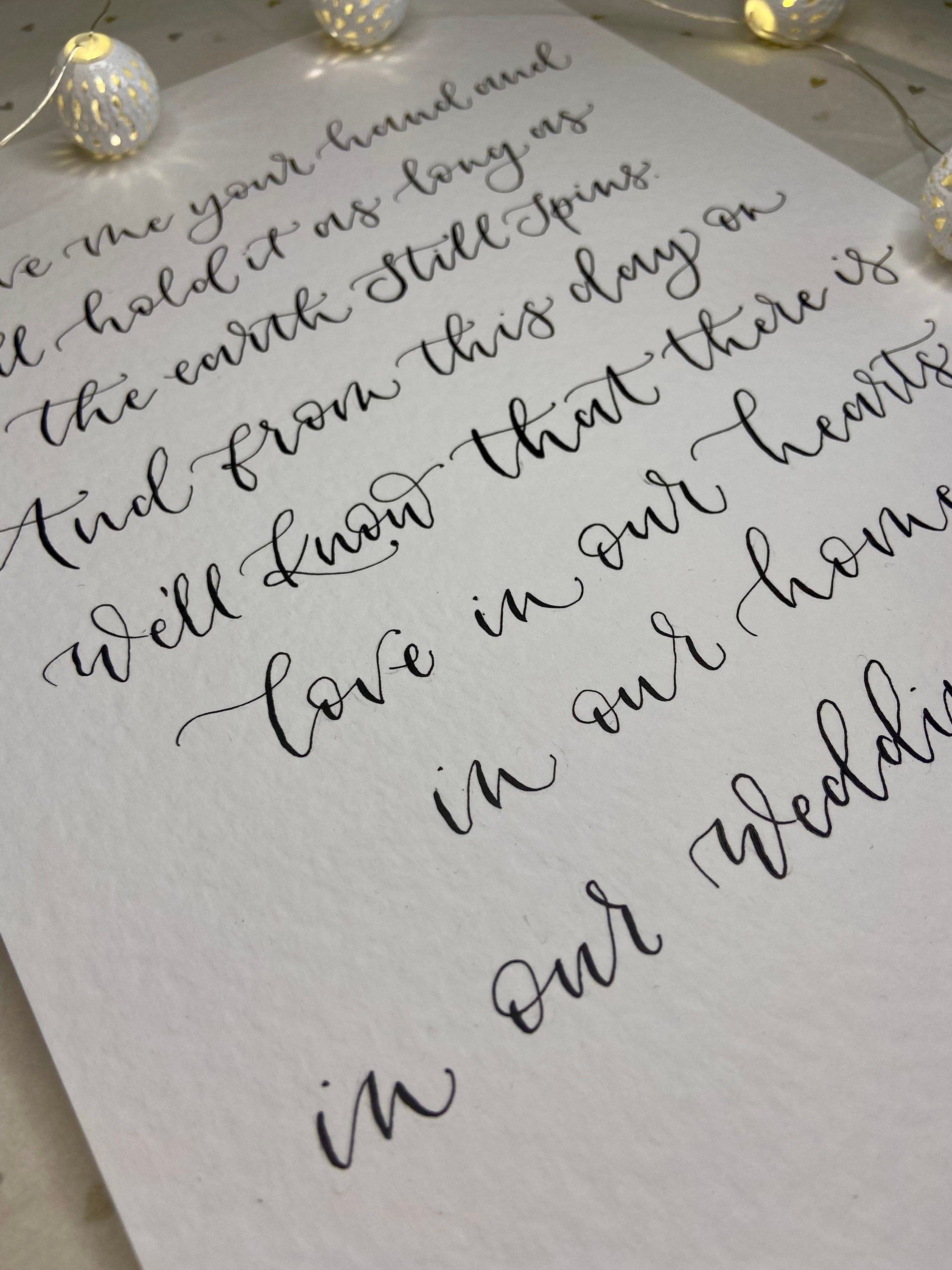 Handmade Custom Calligraphy Quote Print Written Song Lyric - Etsy UK