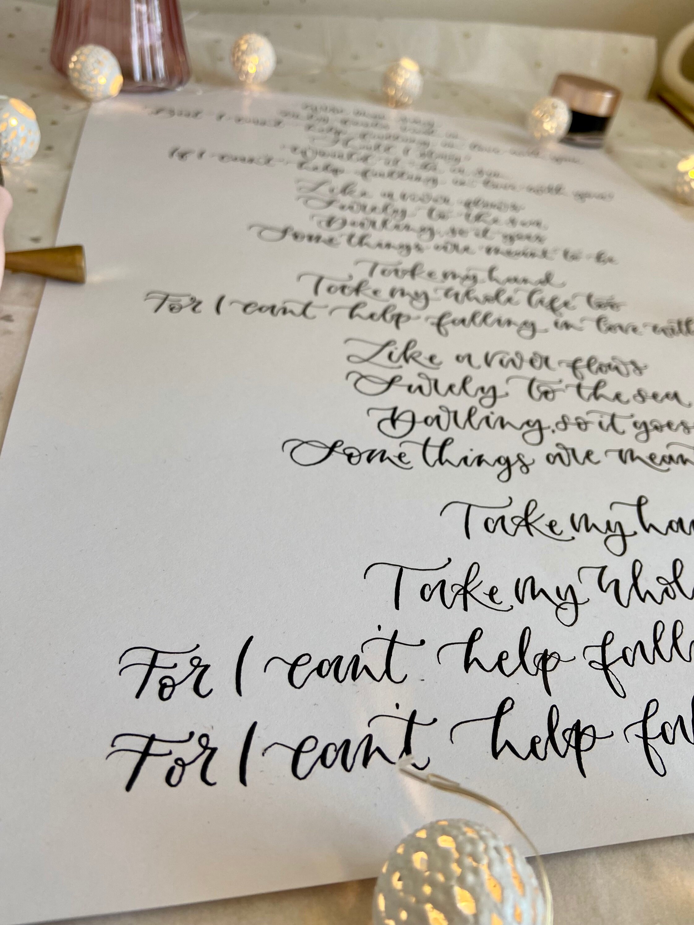 Handmade Custom Calligraphy Quote Print Written Song Lyric - Etsy UK