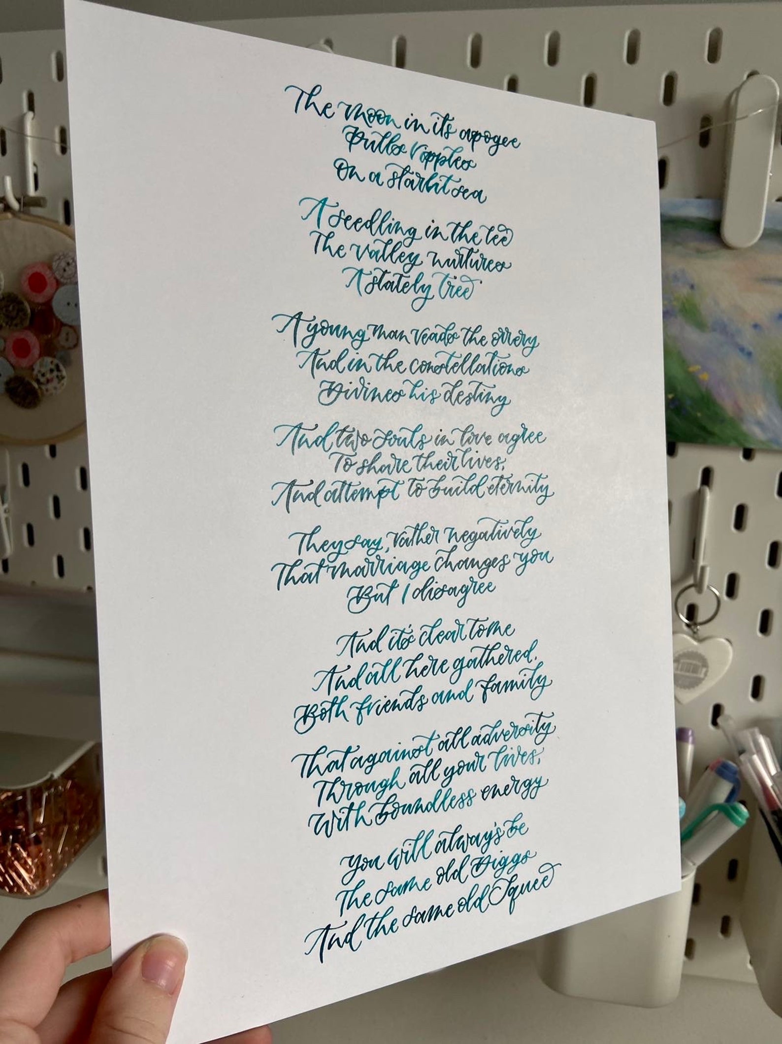 Handmade Custom Calligraphy, Quote Print, Written Song Lyric, Poem ...