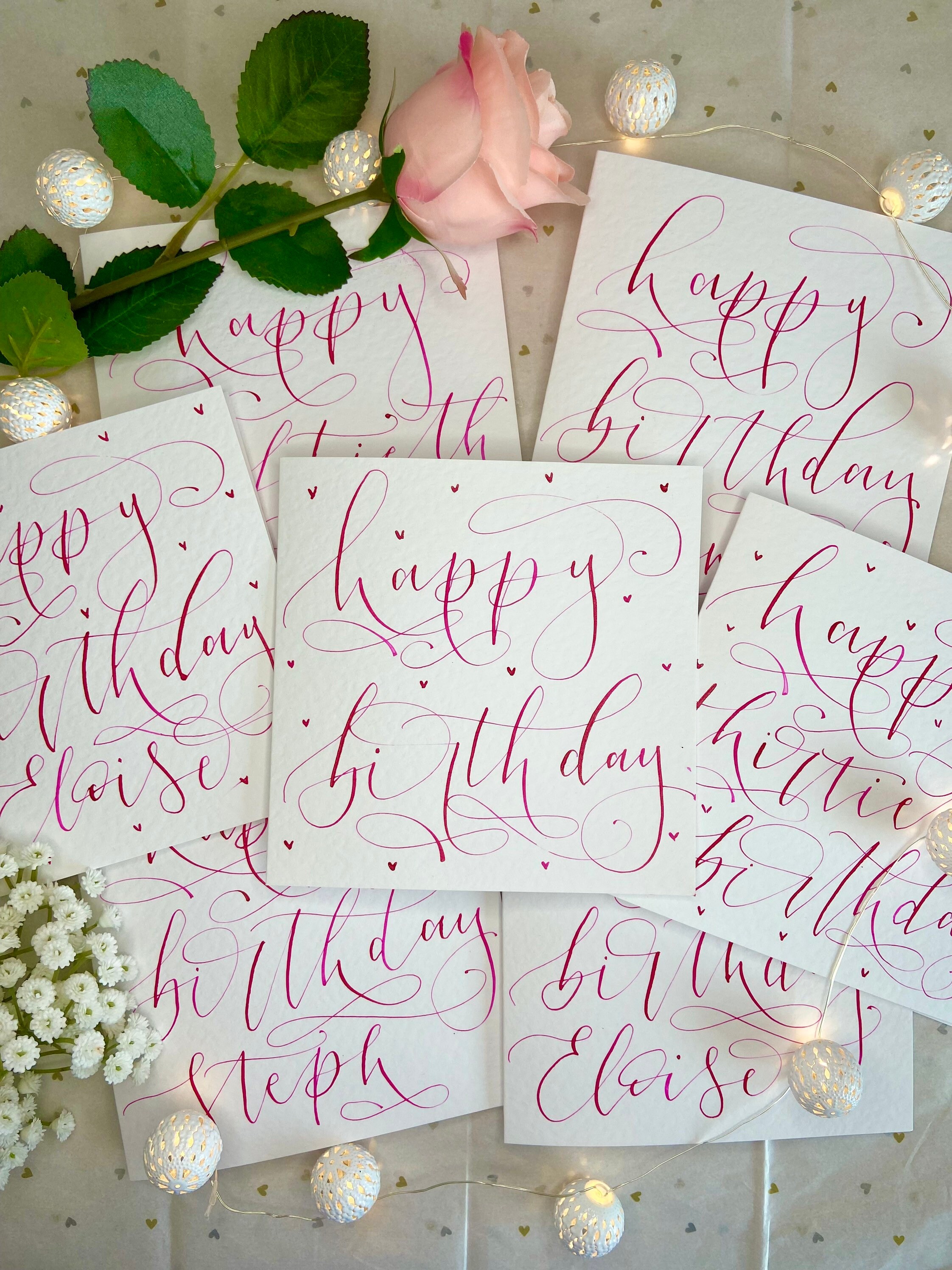 Handmade Calligraphy Birthday Card, Personalised Card, Happy Birthday ...