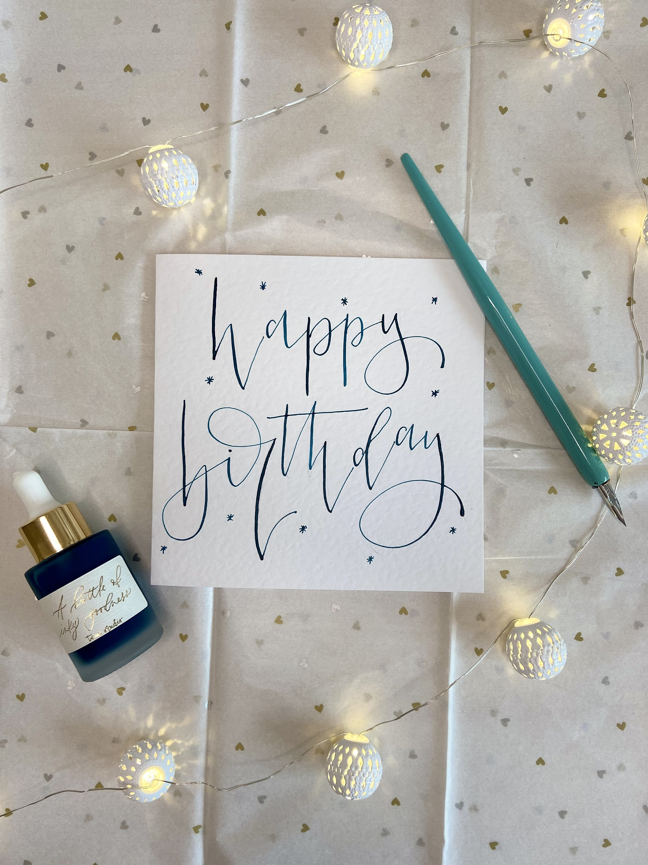 Handmade Calligraphy Birthday Card Happy Birthday | Etsy