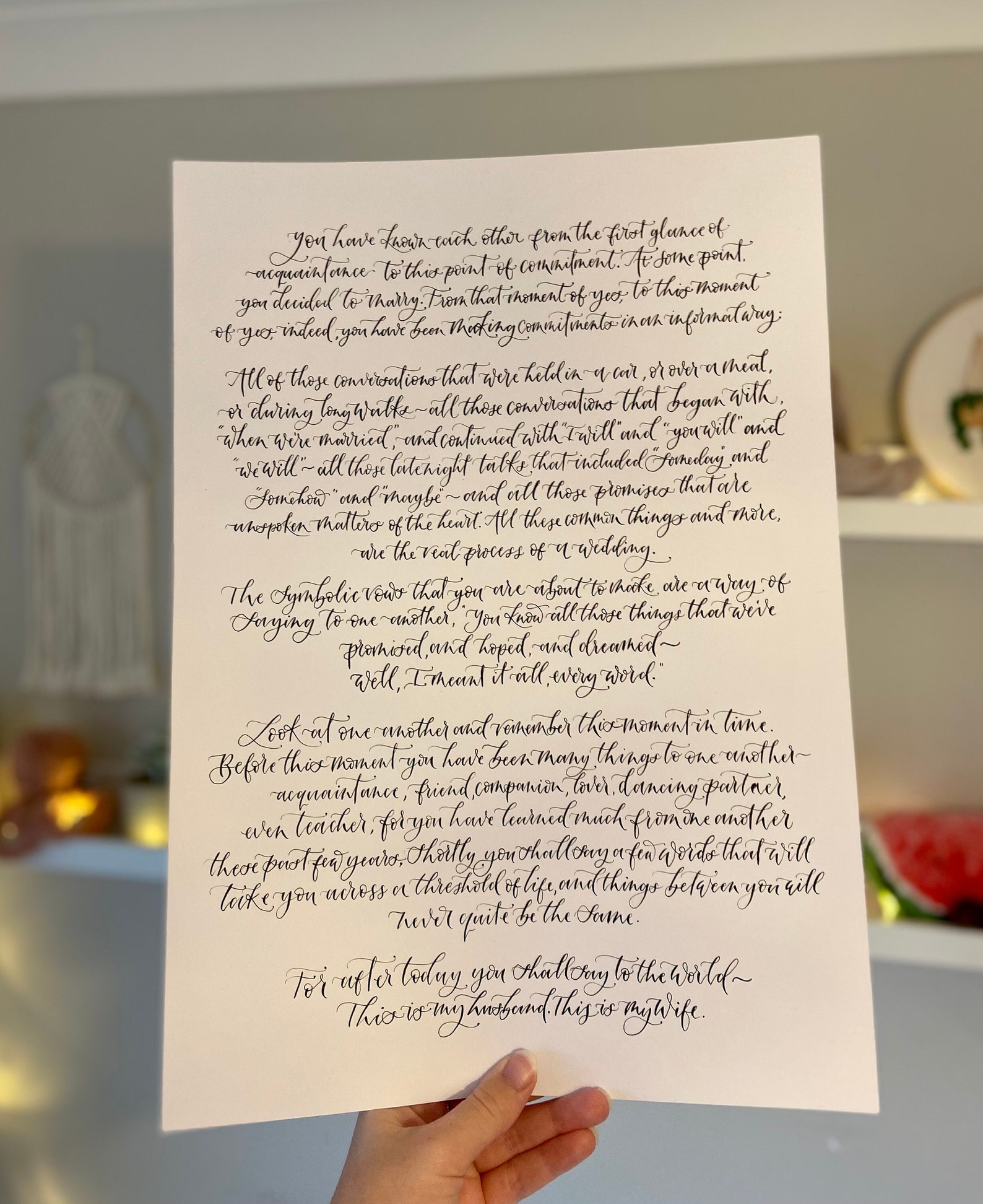 Handmade Custom Calligraphy, Quote Print, Written Song Lyric, Poem ...
