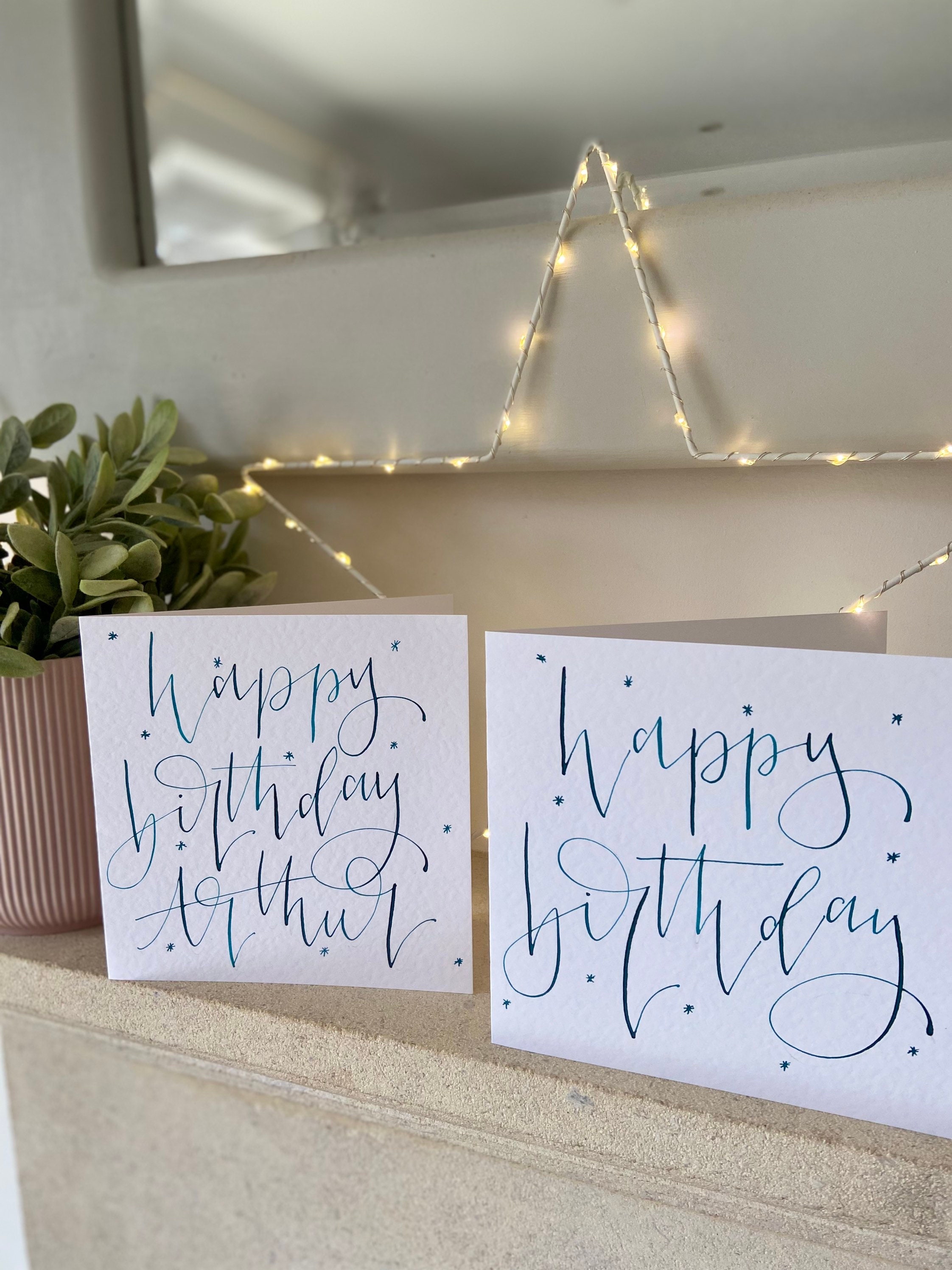 Handmade Calligraphy Birthday Card Happy Birthday - Etsy