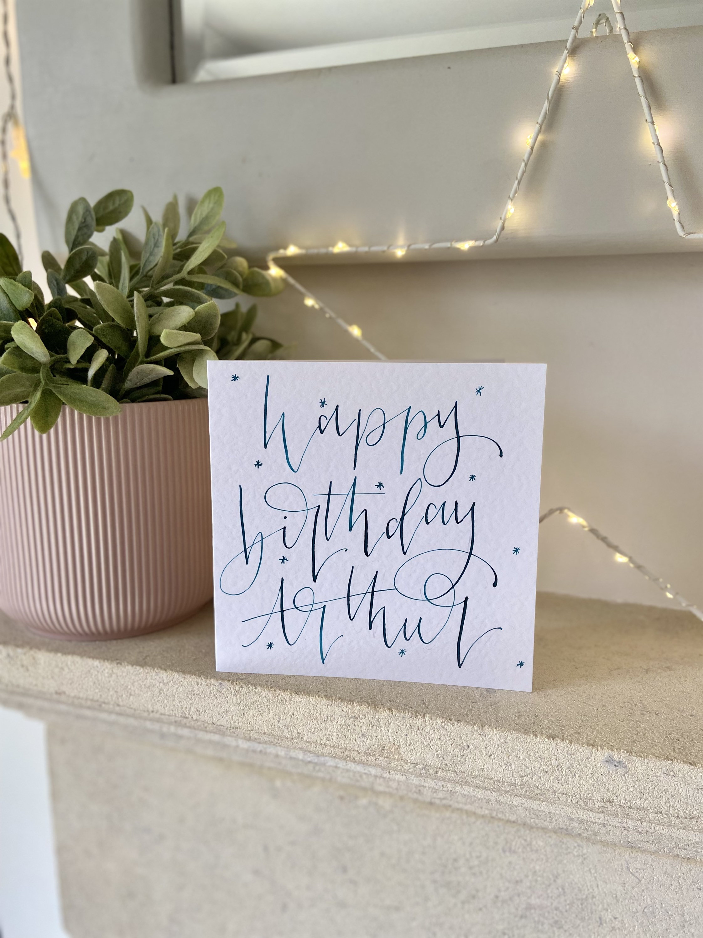 Handmade Calligraphy Birthday Card Happy Birthday | Etsy