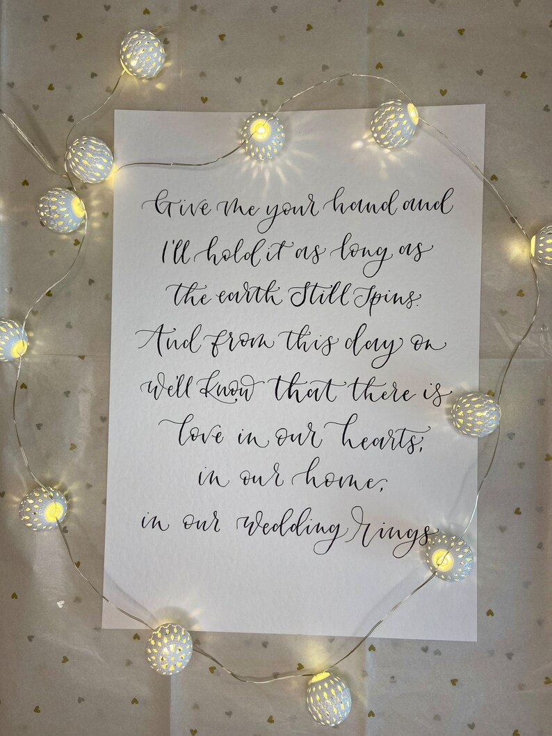 Handmade Custom Calligraphy Quote Print Written Song Lyric - Etsy UK