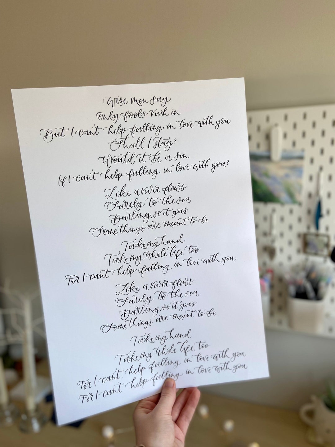 Handmade Custom Calligraphy Quote Print Written Song Lyric - Etsy UK