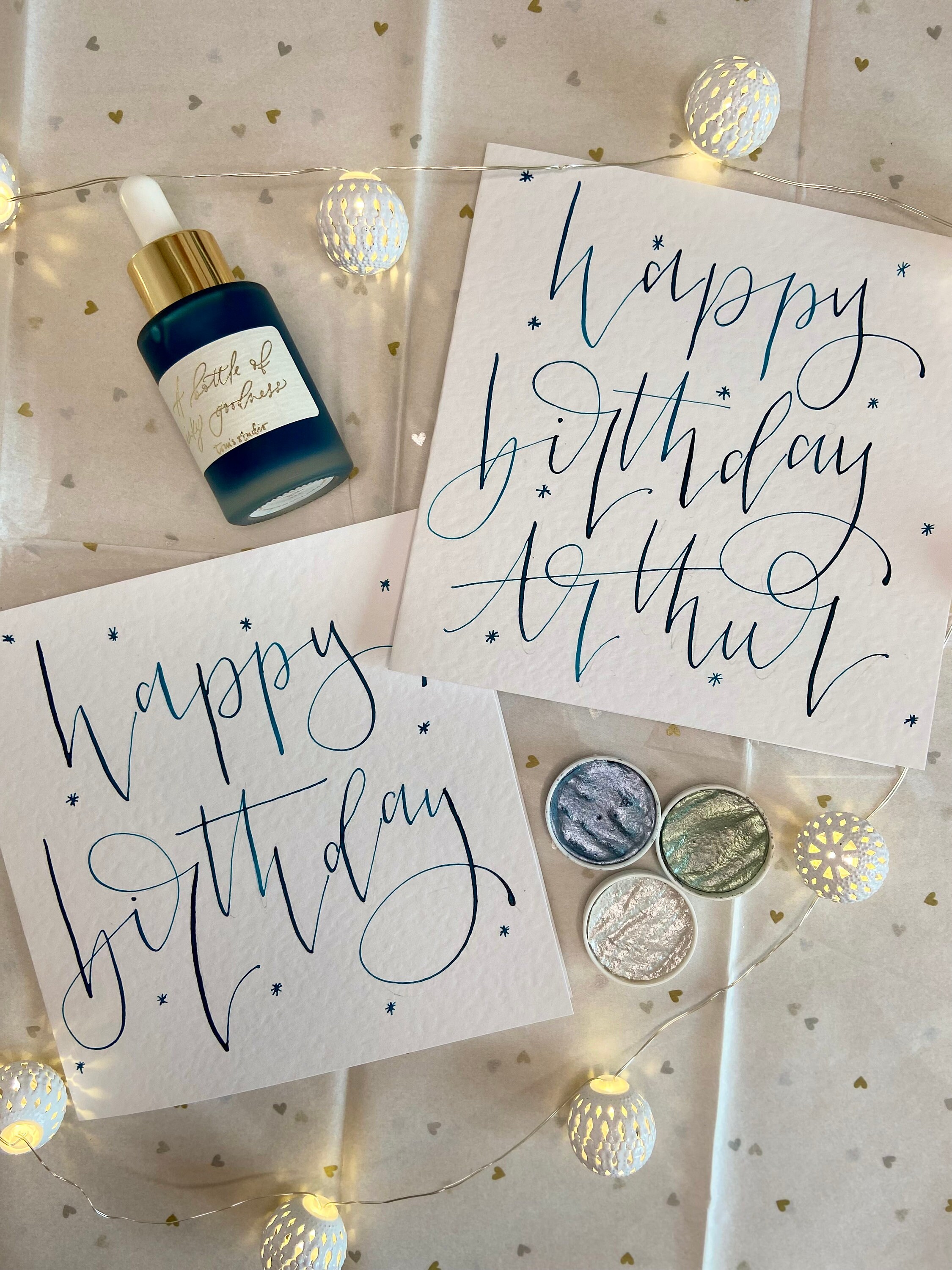Handmade Calligraphy Birthday Card Happy Birthday - Etsy