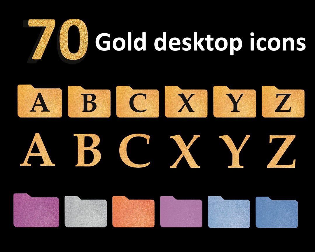 70 Gold Desktop Icon Set I Folder Icons for Mac + Windows I Luxury ...