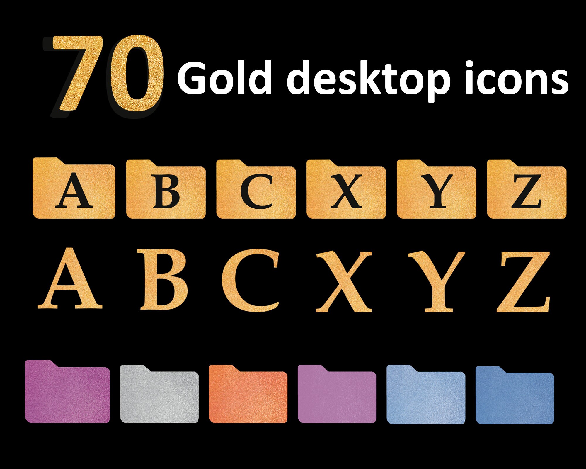 70 Gold Desktop Icon Set I Folder Icons for Mac + Windows I Luxury ...