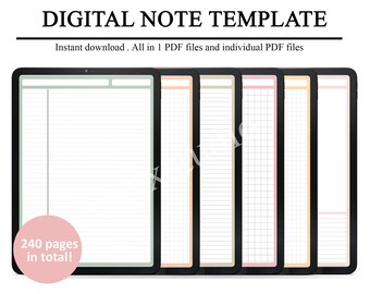 Digital Note Paper Template for Notetaking, Portrait Template, A4 ...