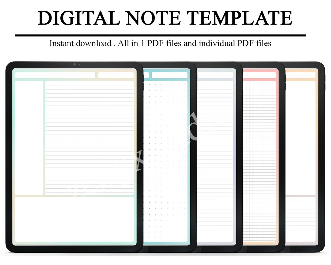 Digital Note Paper Template for Notetaking, Portrait Template, A4 ...