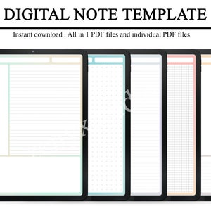 Digital Note Paper Template for Notetaking, Portrait Template, A4 ...