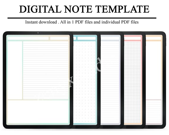 Digital Note Paper Template for Notetaking Portrait Template - Etsy