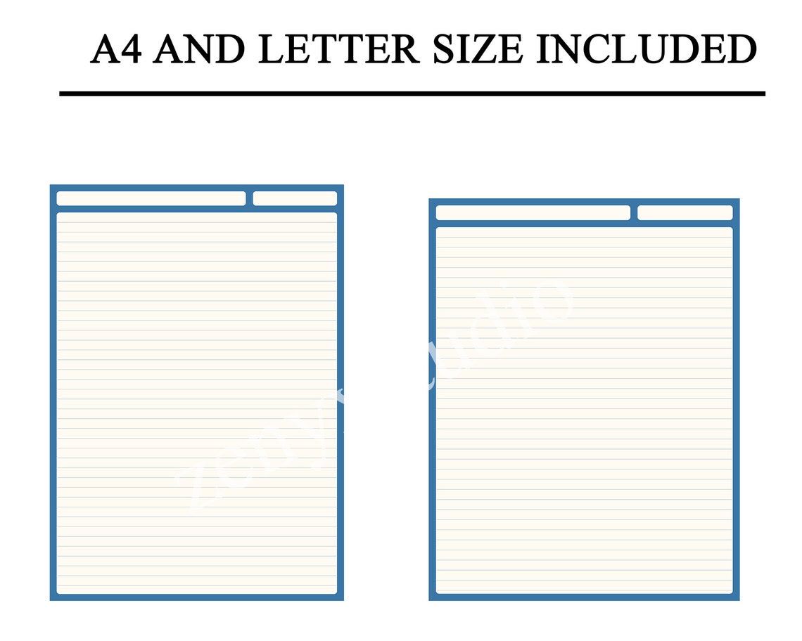 Digital Note Paper Template for Notetaking, Portrait Template, A4 ...